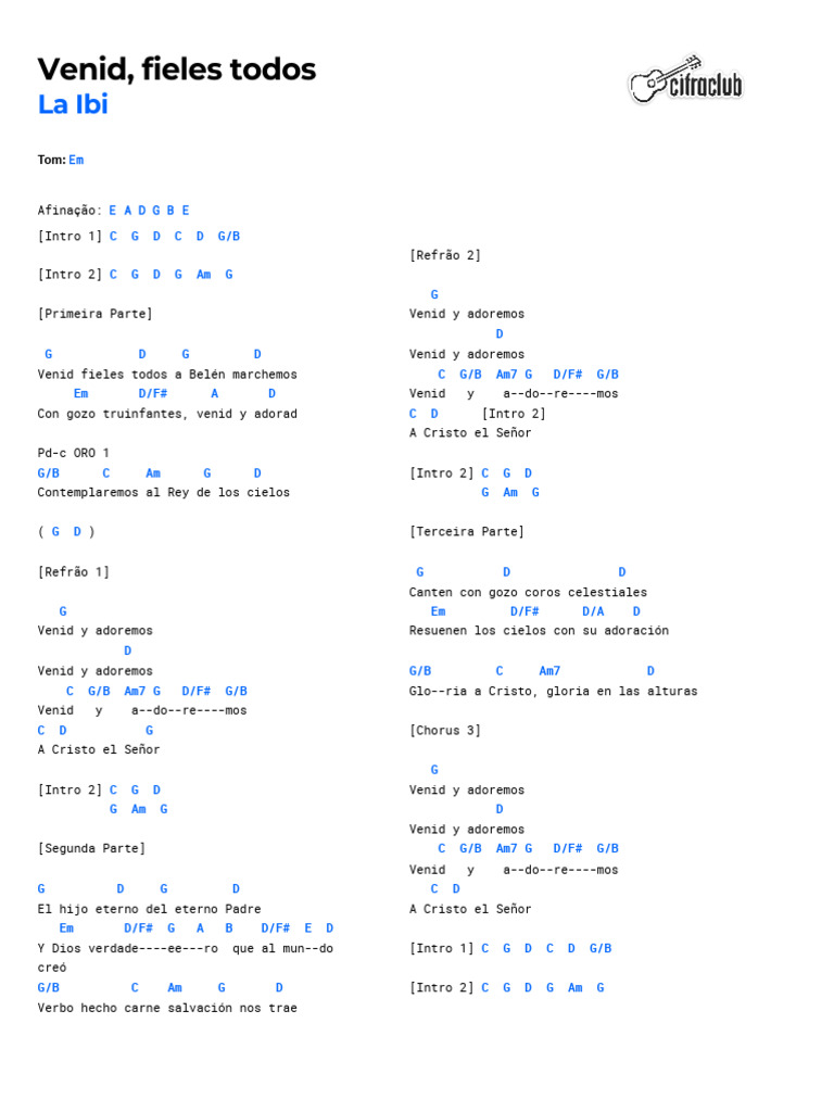 Cifra Club - La Ibi - Venid, Fieles Todos | PDF | Creencia religiosa y ...
