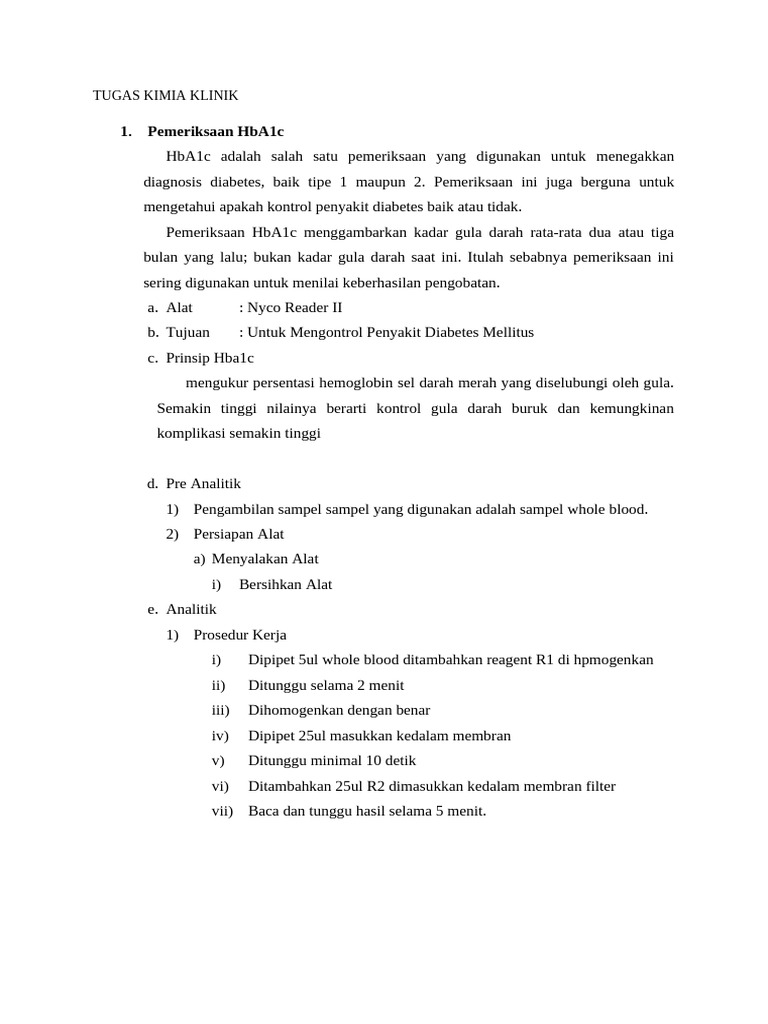 Pemeriksaan HbA1c | PDF