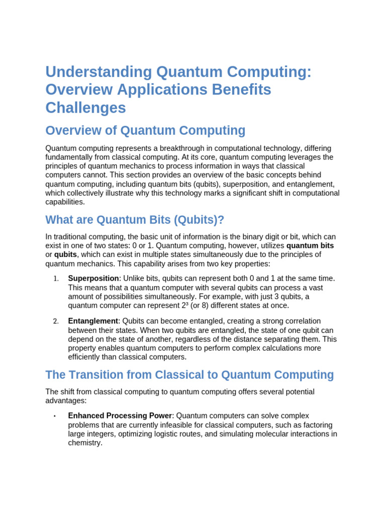 Understanding Quantum Computing - Overview Applications Benefits ...