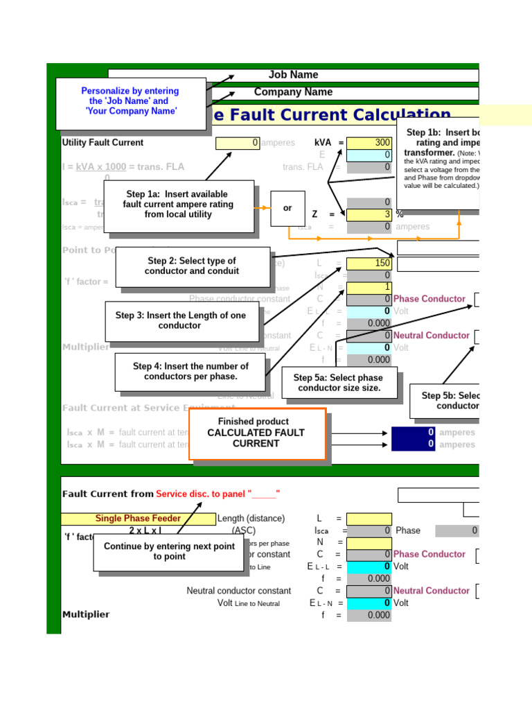 Available Fault Current Calculation | PDF | Volt | Electrical Components