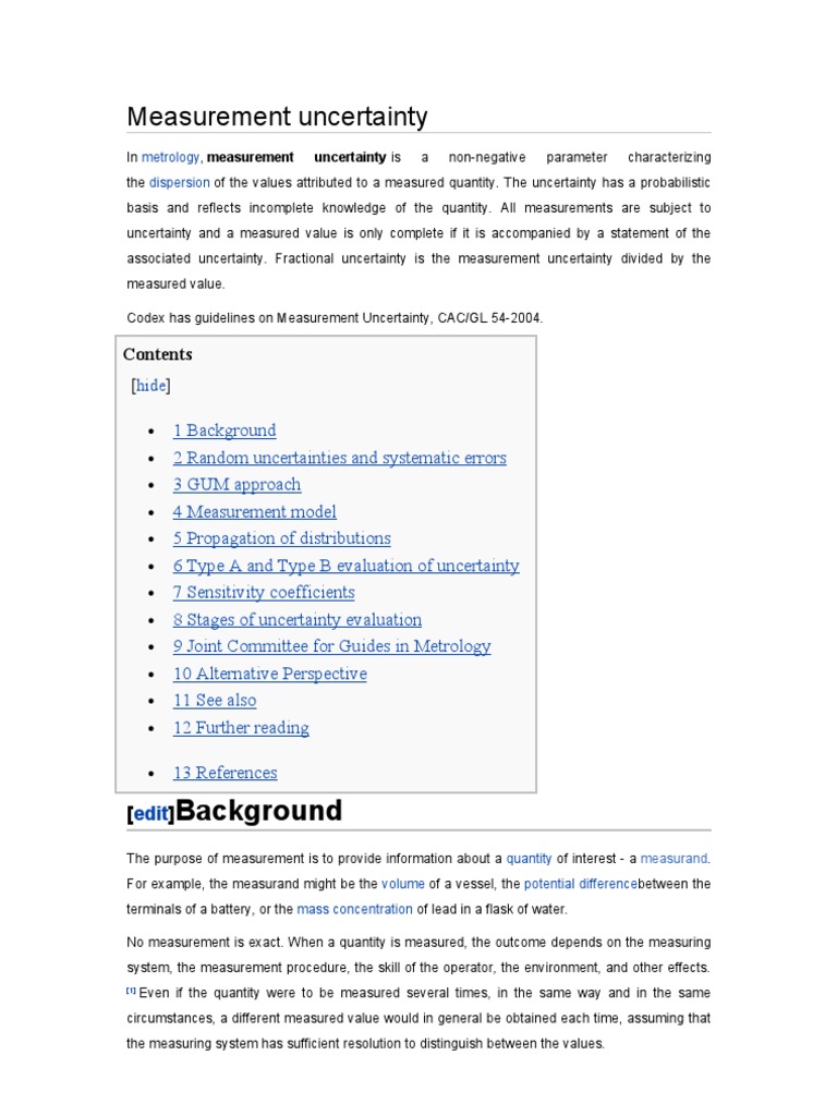 Measurement Uncertainty | PDF | Uncertainty | Observational Error
