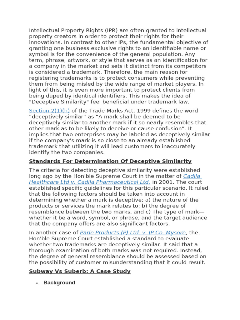 Deceptive Similarity | PDF | Trademark | Trademark Infringement