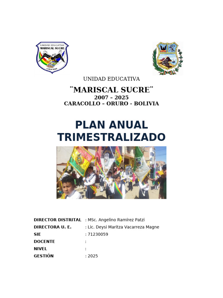 PAT 2025 Nivel Inicial Mariscal Sucre | PDF