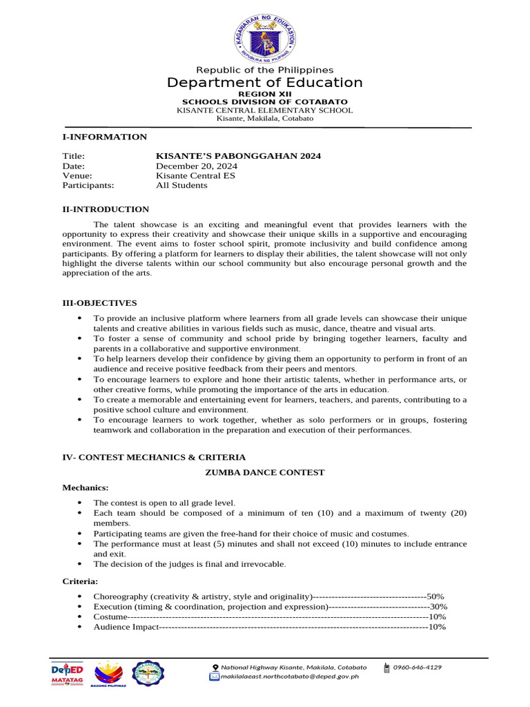 Kisante Central School Talent Showcase 2024 | PDF | Learning