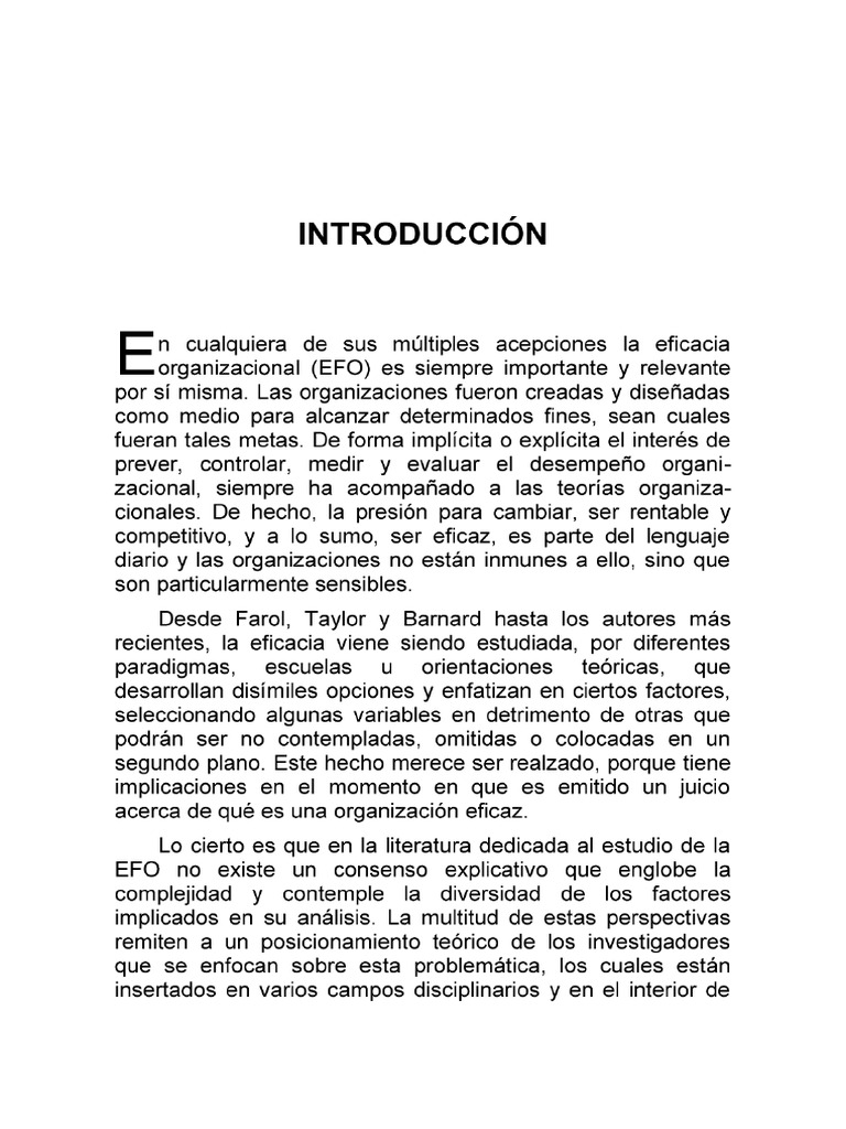LA EFICACIA ORGANIZACIONAL COMO CONSTRUCTO SOCIAL Parte 1 | PDF