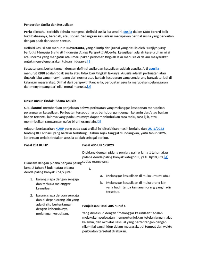 Pengertian dan Unsur Tindak Pidana Asusila | PDF