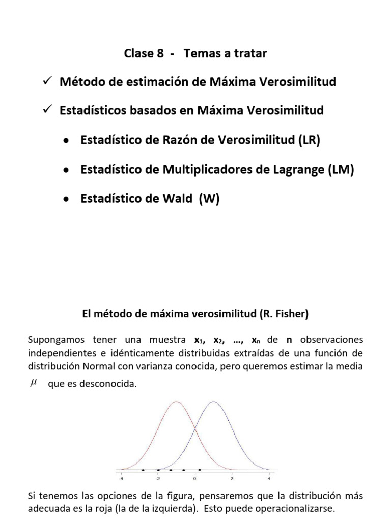 Econometría 1erc 2024 - Clase 06 A - Máxima Verosimilitud y Estadísticos W-LR-LM | PDF | Teoría ...