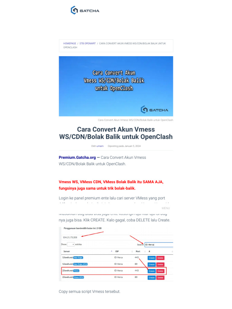 Cara Convert Akun Vmess WS - CDN - Bolak Balik Untuk OpenClash - Pre | PDF