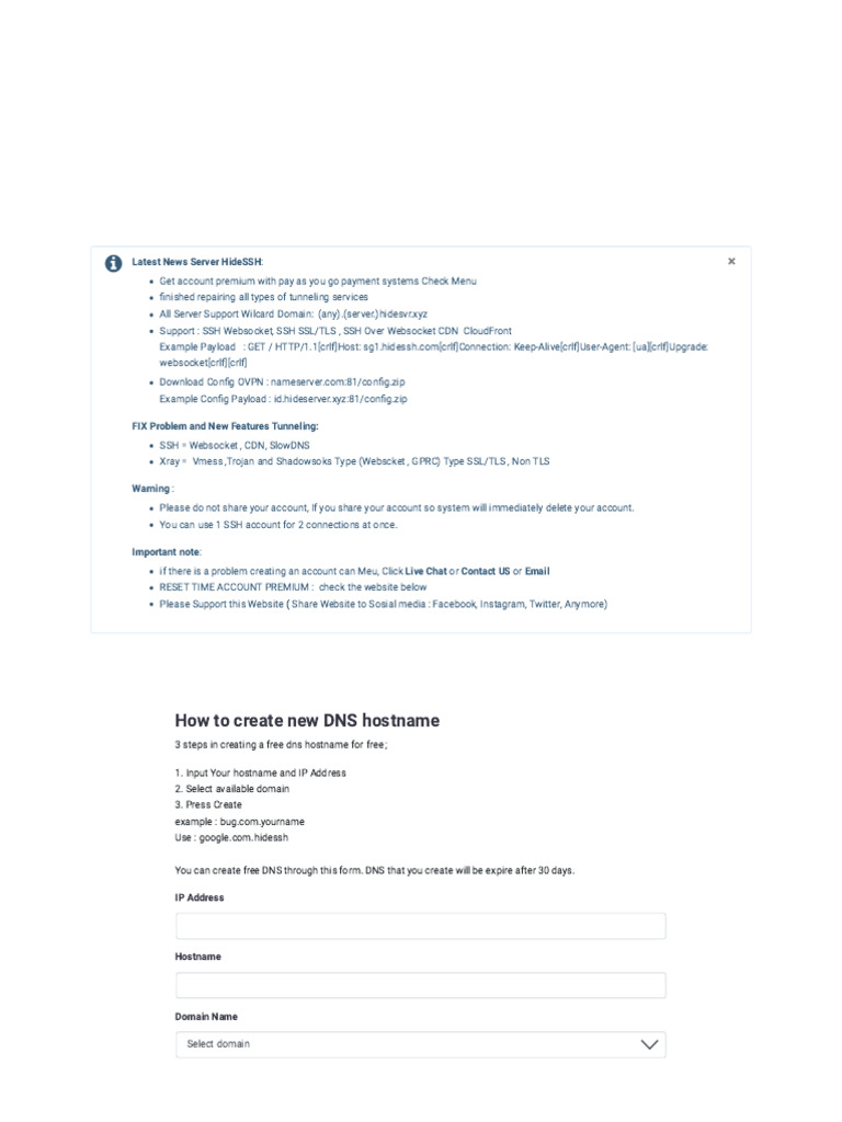 Create Free Pointing DNS and Hostname - HideSSH | PDF | Domain Name ...