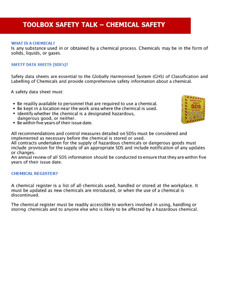 Toolbox-Chemical Safety | PDF