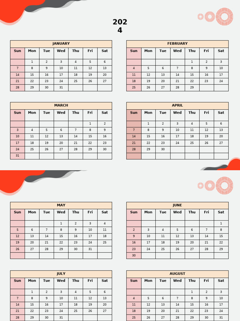 Printable Monthly Calendar Template | PDF