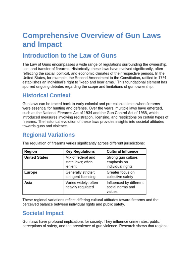 Comprehensive Overview of Gun Laws and Impact | PDF | Gun Control | Gun ...