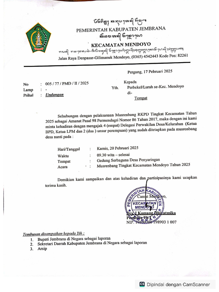 Surat Undangan Musrenbang | PDF