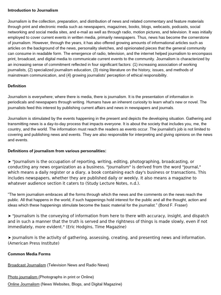 Overview of Journalism and Media History | PDF | Journalism | Mass Media
