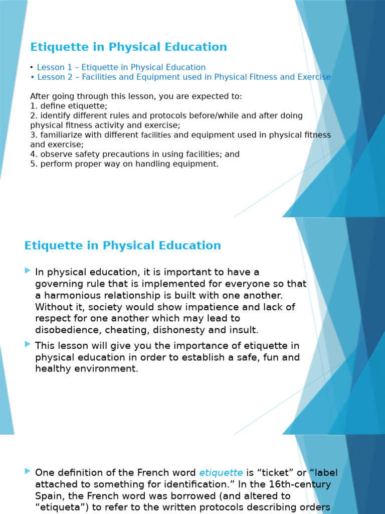 Q4 PE 11 Ettiquette | PDF | Etiquette | Physical Education
