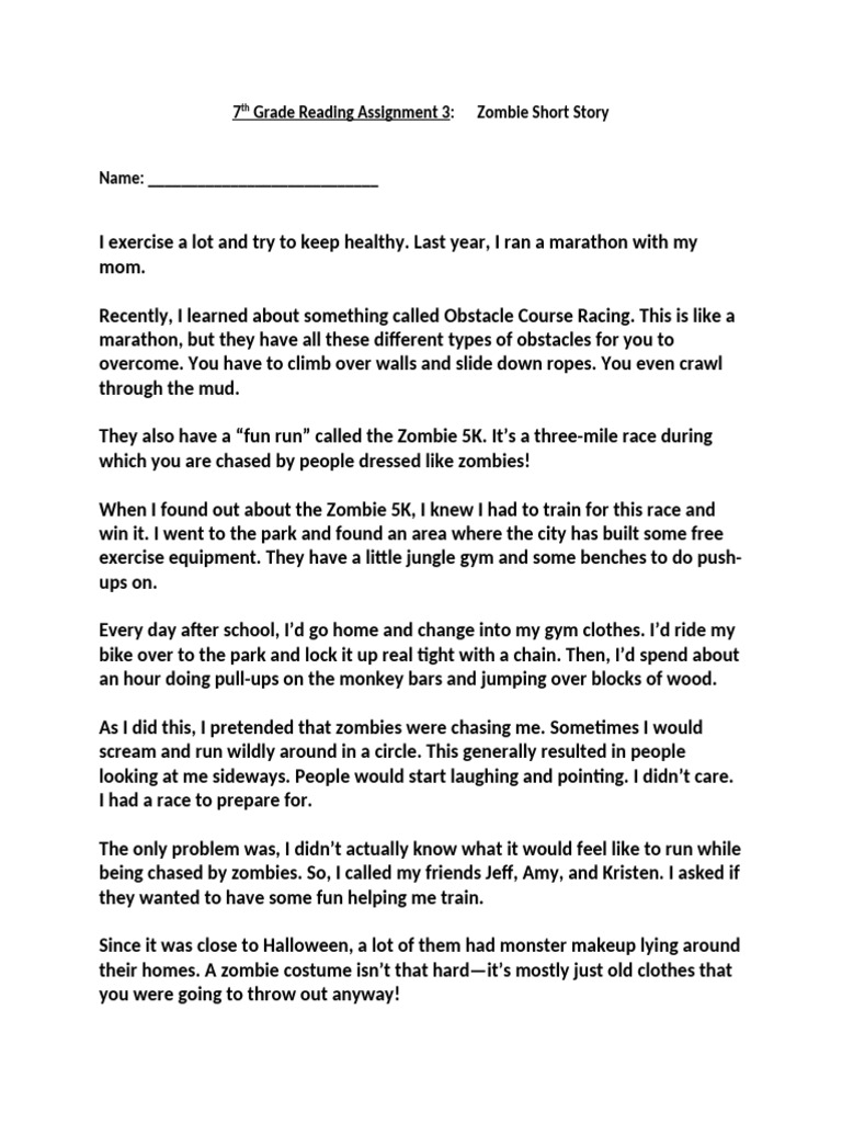 7th Grade A Reading Assignment 3 | PDF