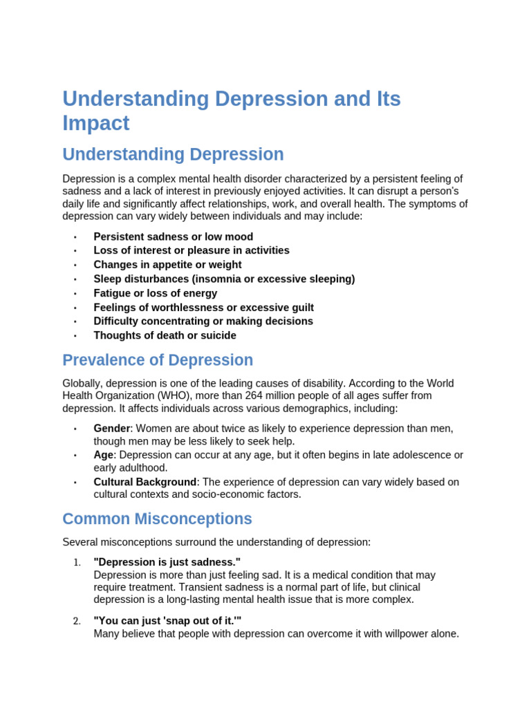 Understanding Depression and Its Impact | PDF | Major Depressive ...