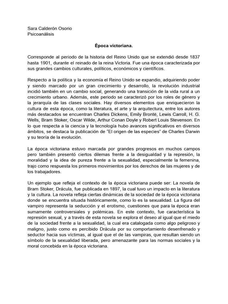 Epoca Victoriana. Sara Calderon Osorio | PDF
