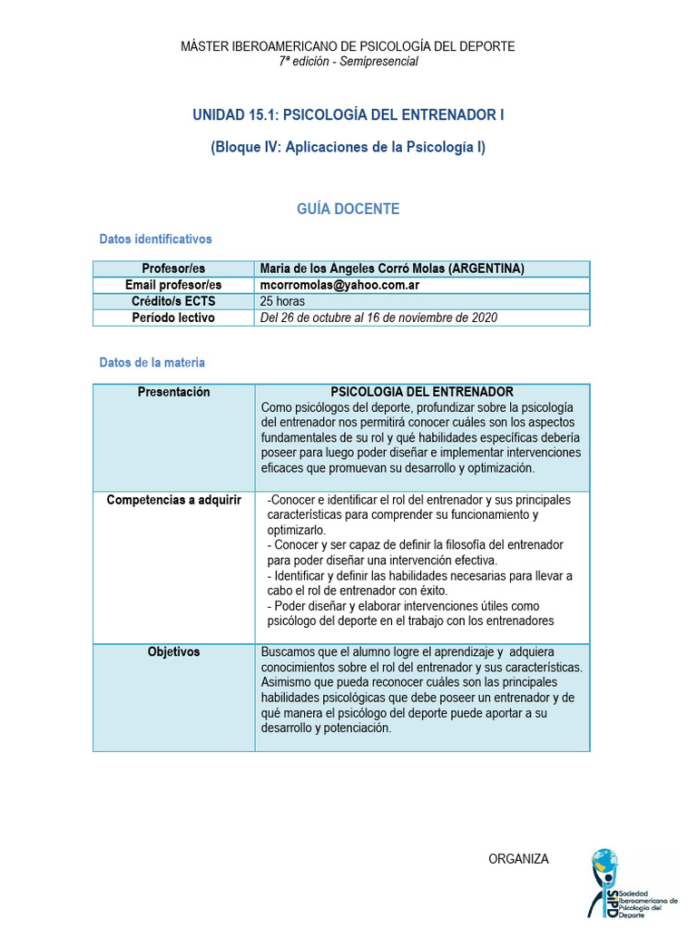 Tema 15.1 - GUIA DOCENTE MASTER SIPD | PDF | Maestros | Sicología