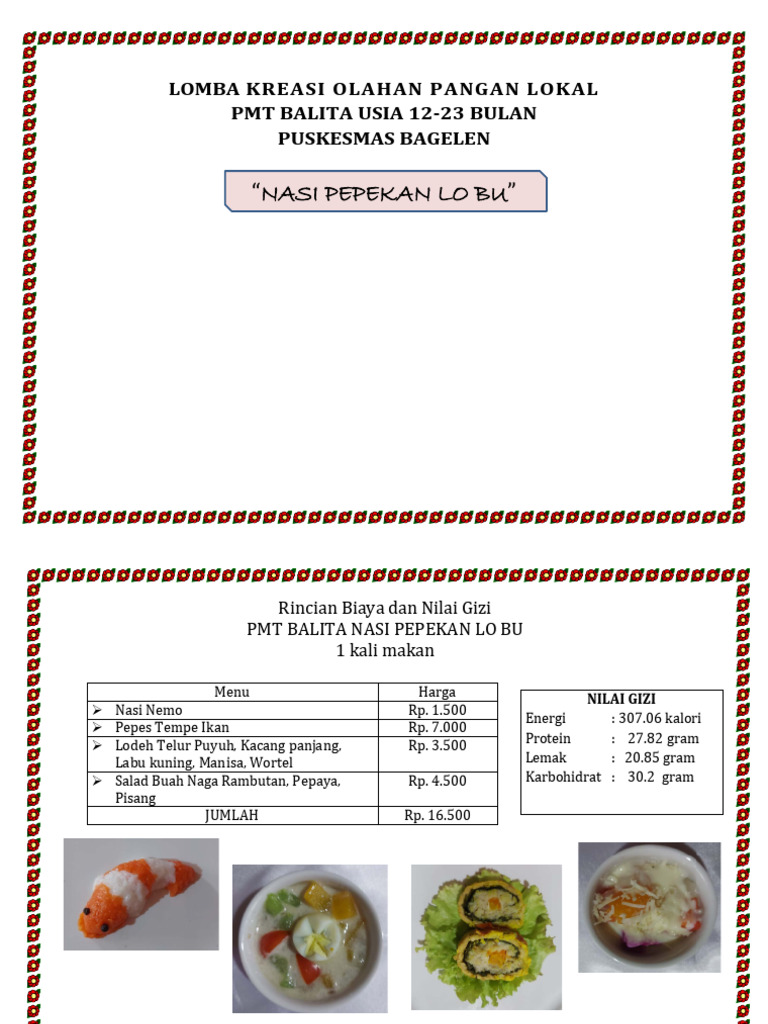 Kreasi Menu PMT Balita Sehat | PDF