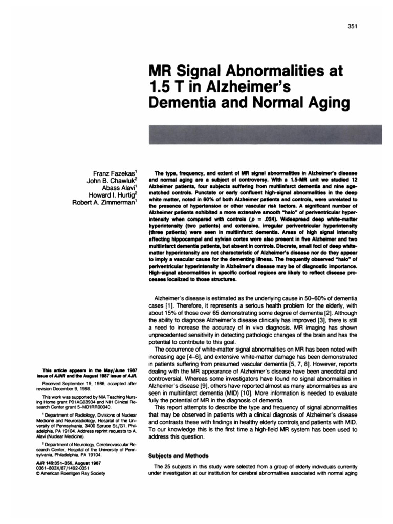 Ajr 149 2 351 | PDF | Dementia | Alzheimer's Disease