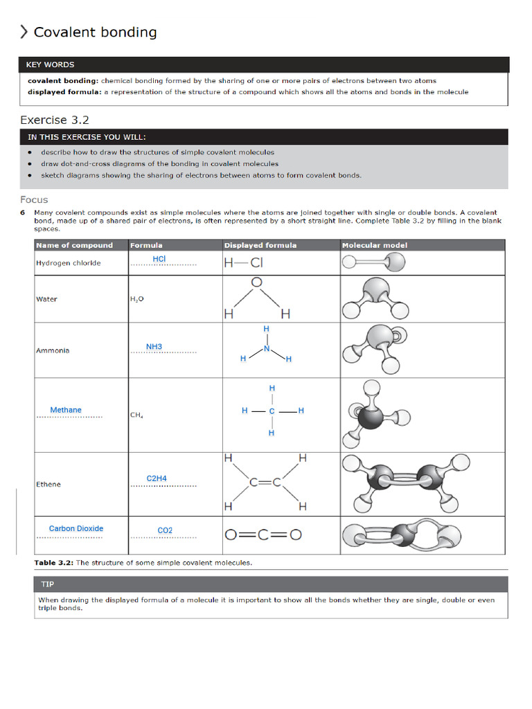 Mark A. - 3.2 Covalent Bonding | PDF | Chemical Compounds | Physical ...