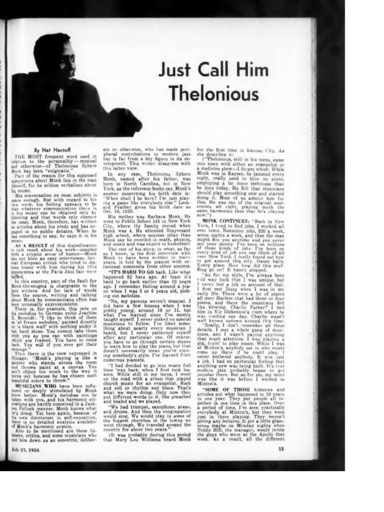 Just Call Him Thelonious | PDF