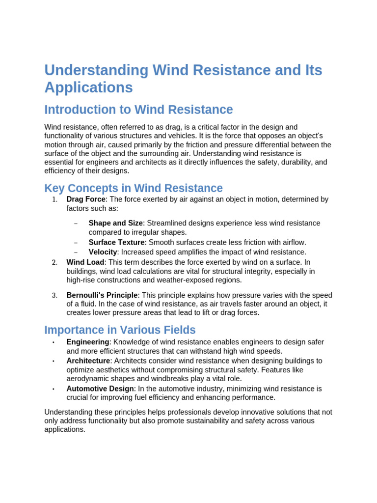 Understanding Wind Resistance and Its Applications | PDF | Drag ...