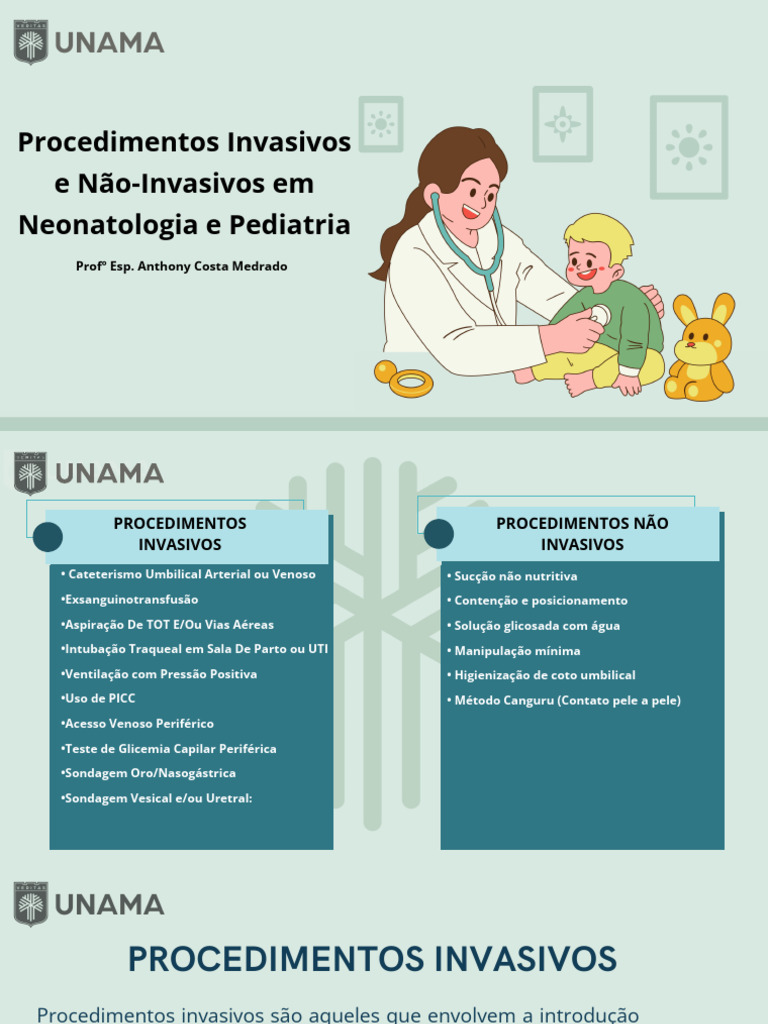 Aula 4 Procedimentos Invasivos e Não-Invasivos em Neonatologia e Pediatria | PDF ...
