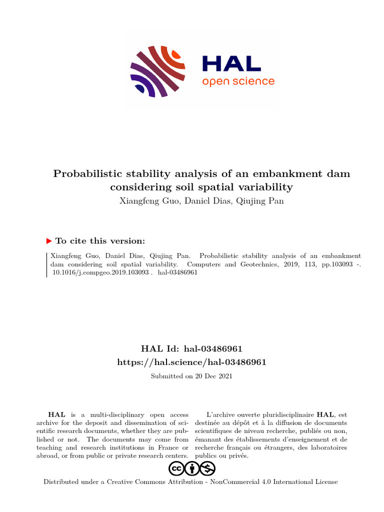 Probabilistic Stability Analysis of An Embankment Dam, 2021 | PDF | Sensitivity Analysis ...