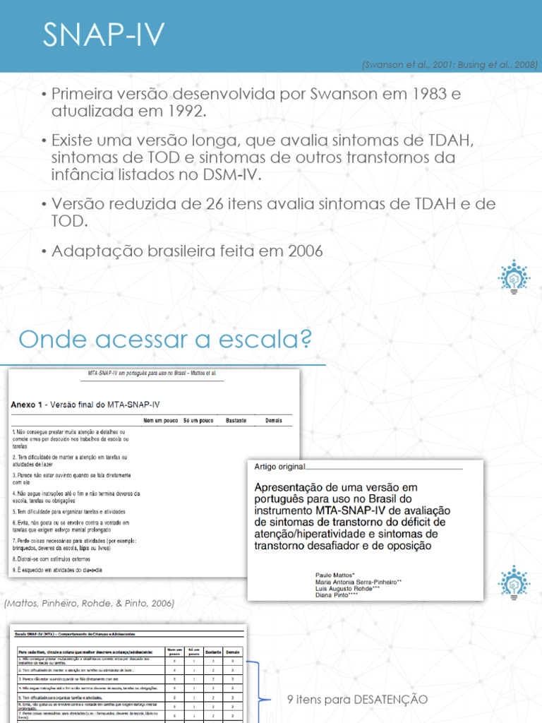 Resultados do SNAP-IV para TDAH e TOD | PDF | Transtorno de déficit de ...