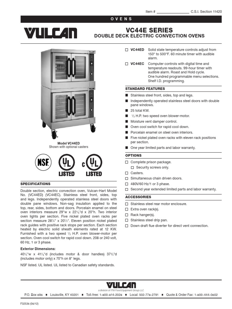 VC44E Electric Convection Ovens | PDF | Oven | Mains Electricity