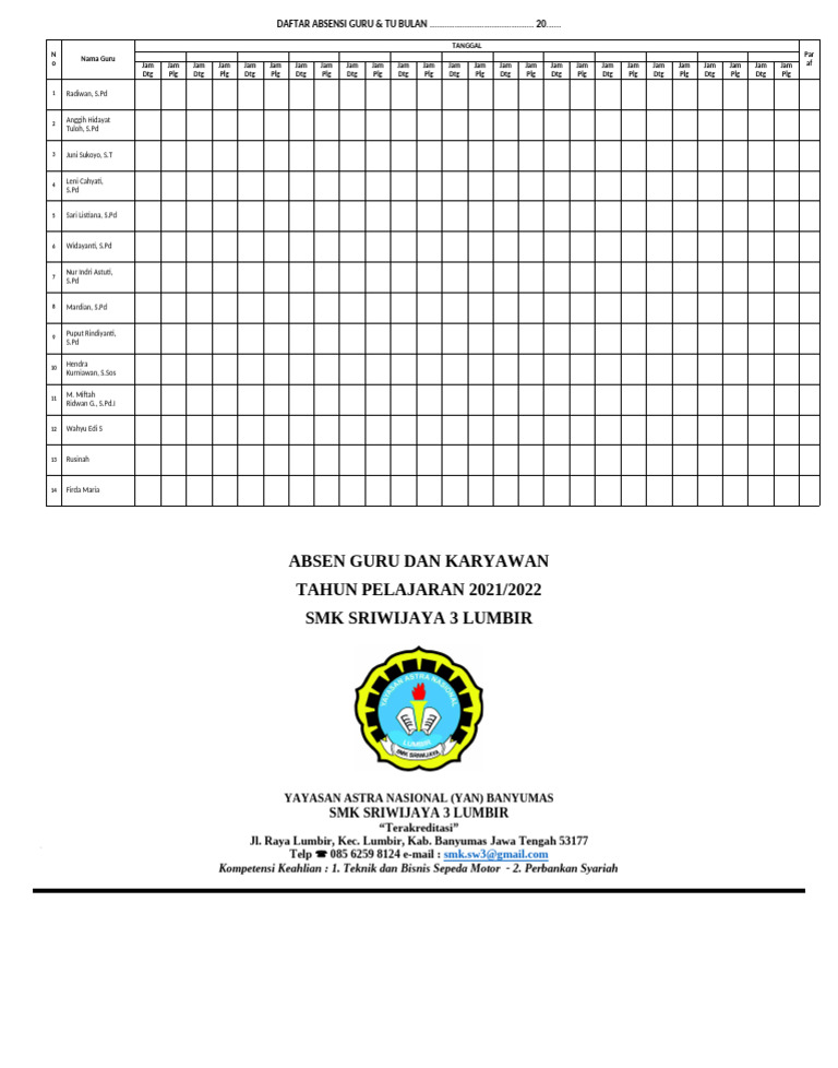 Absen Guru 2020 2021 | PDF
