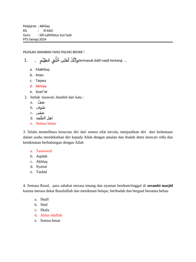 PTS Genap 2024 kls XI kag | PDF