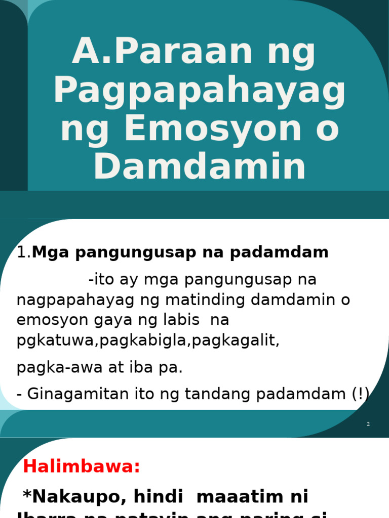 Paraan NG Pagpapahayag NG Emosyon o Damdamin Filipino 9 Q4 | PDF