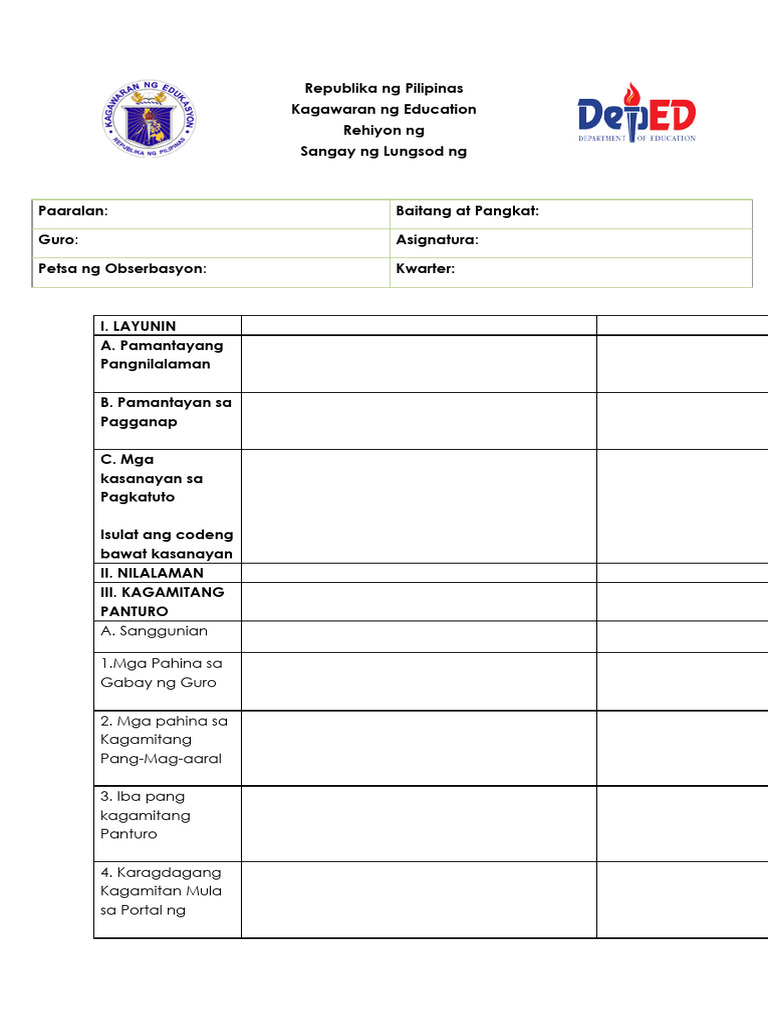 Format Dlp Filipino Pdf