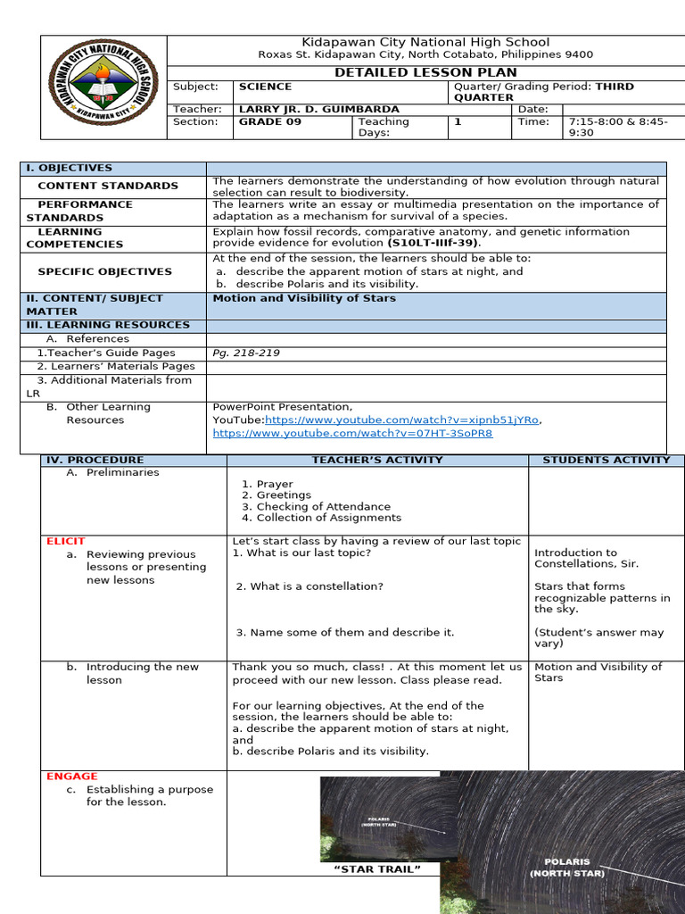 S9-3-Constellation Lesson 3 LP Motion of Stars (For Demo) | PDF | Stars ...