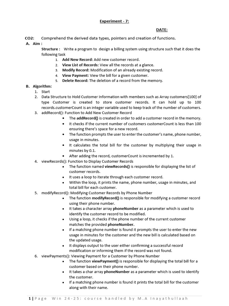 Exercise 7 Structures | PDF | Pointer (Computer Programming) | Computer ... Exercise 7 Structures | PDF | Pointer (Computer Programming) | Computer ...