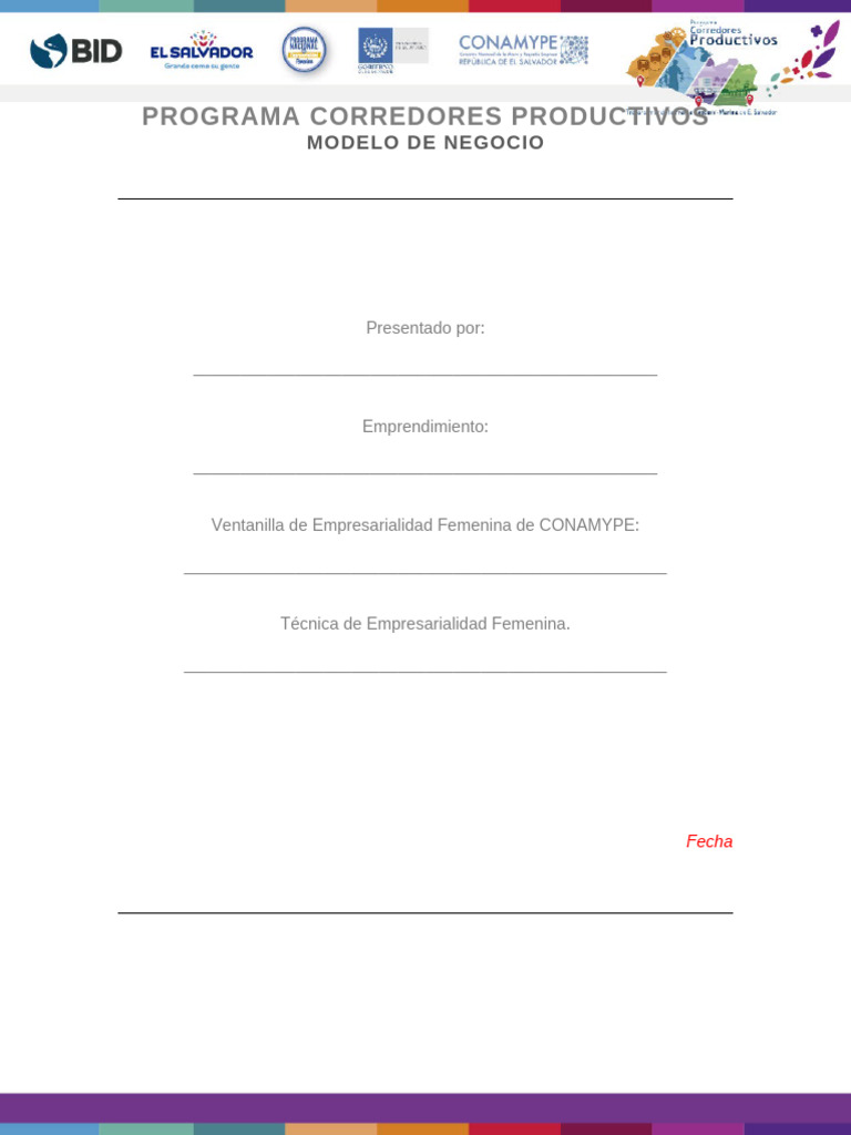 1 F-PCP Modelo de Negocio Empresarialidad Femenina | PDF | Negocios económicos | Economias