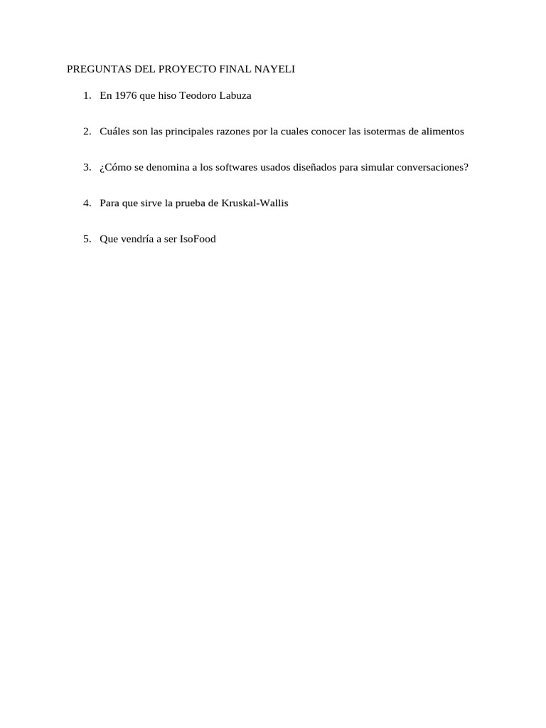 Preguntas Proyecto Final - Nayeli | PDF