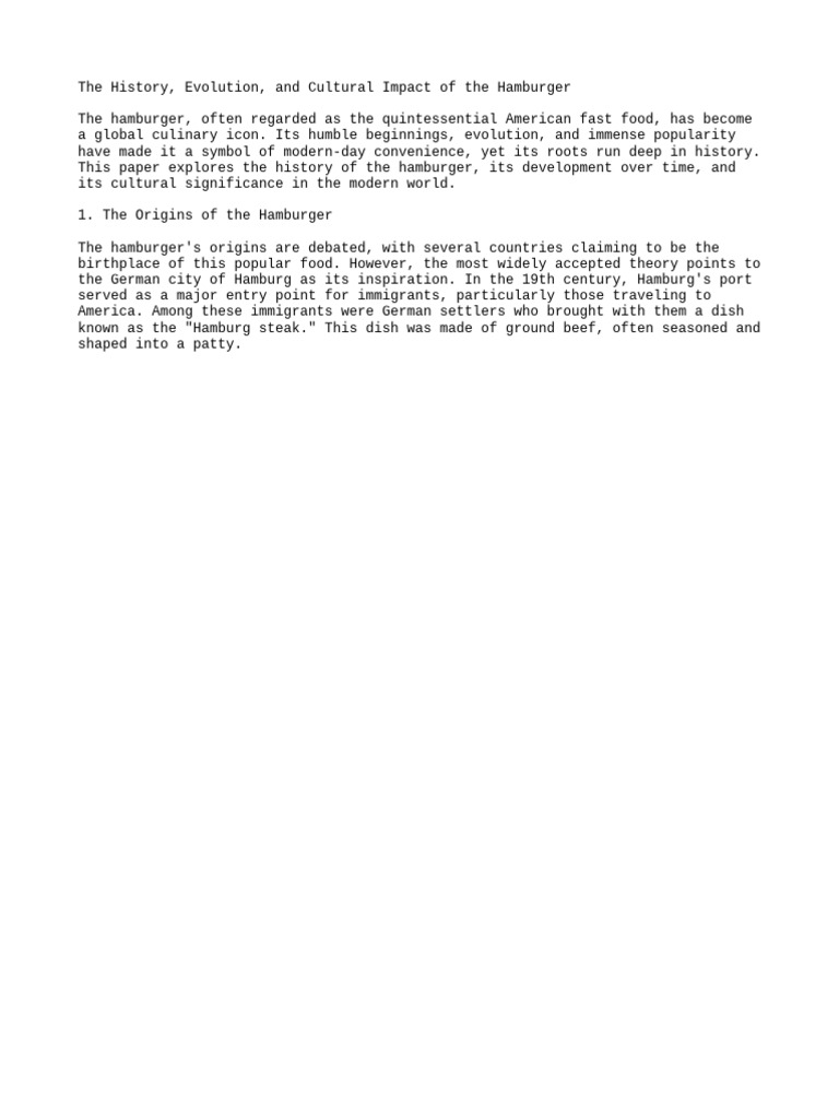 History and Impact of the Hamburger | PDF
