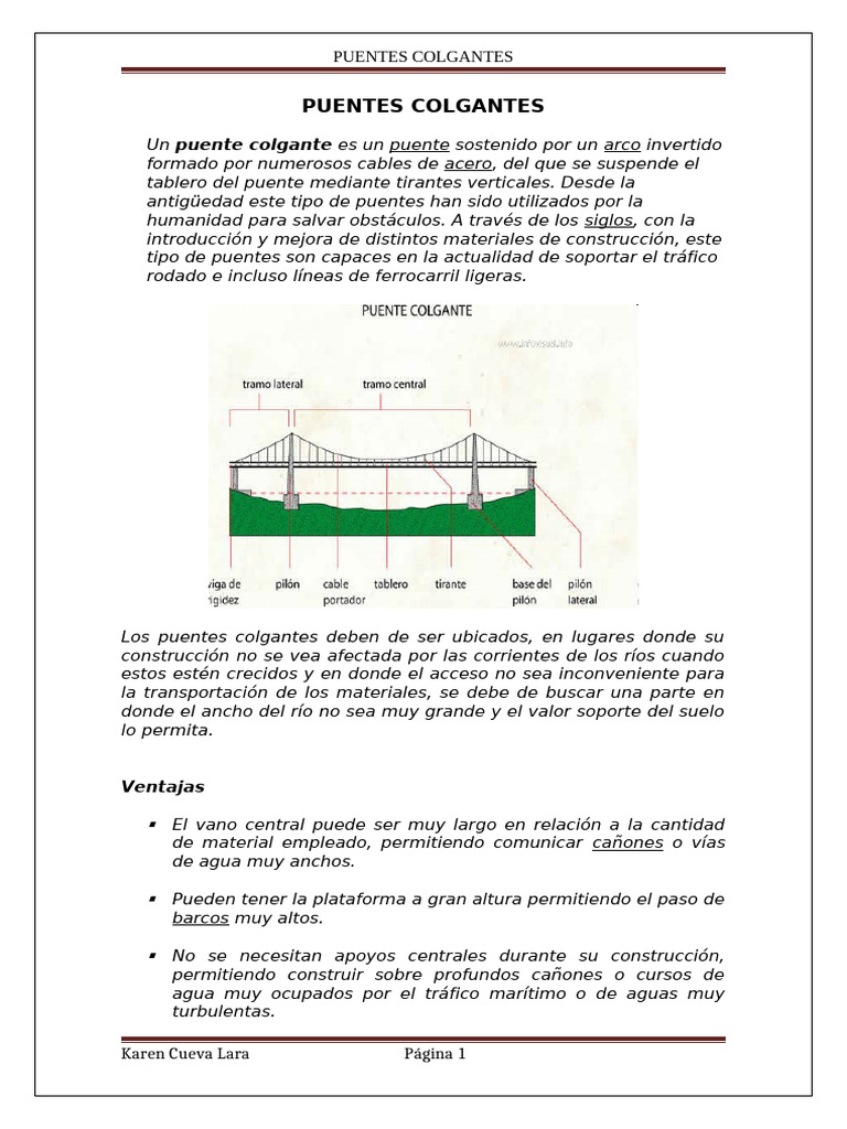 Puentes Colgantes | PDF | Puente | Viga (Estructura)