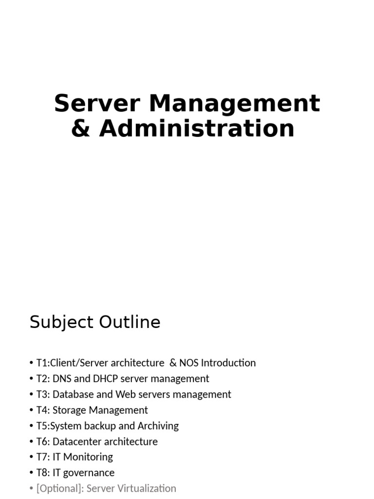 Server Management and Administration Guide | PDF | Client–Server Model ...
