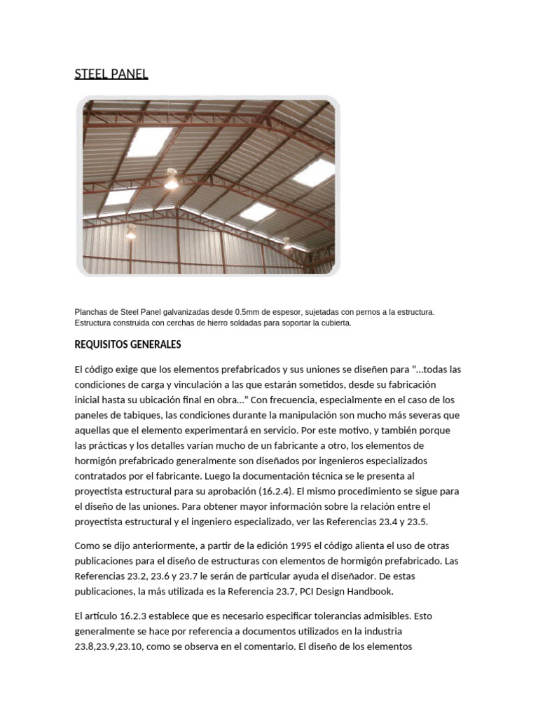 Diseño y requisitos de Steel Panel | PDF | Hormigón