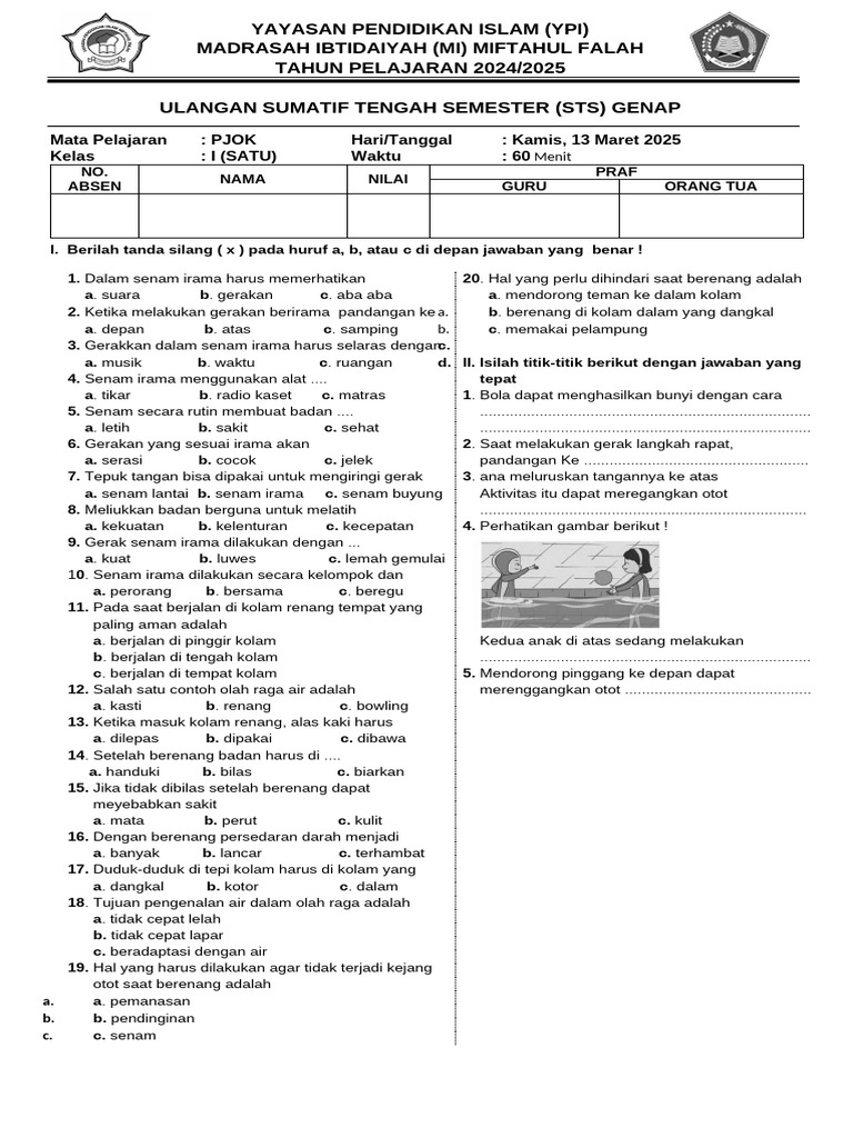 Soal Sts Pjok Genap 2024-2025 | PDF