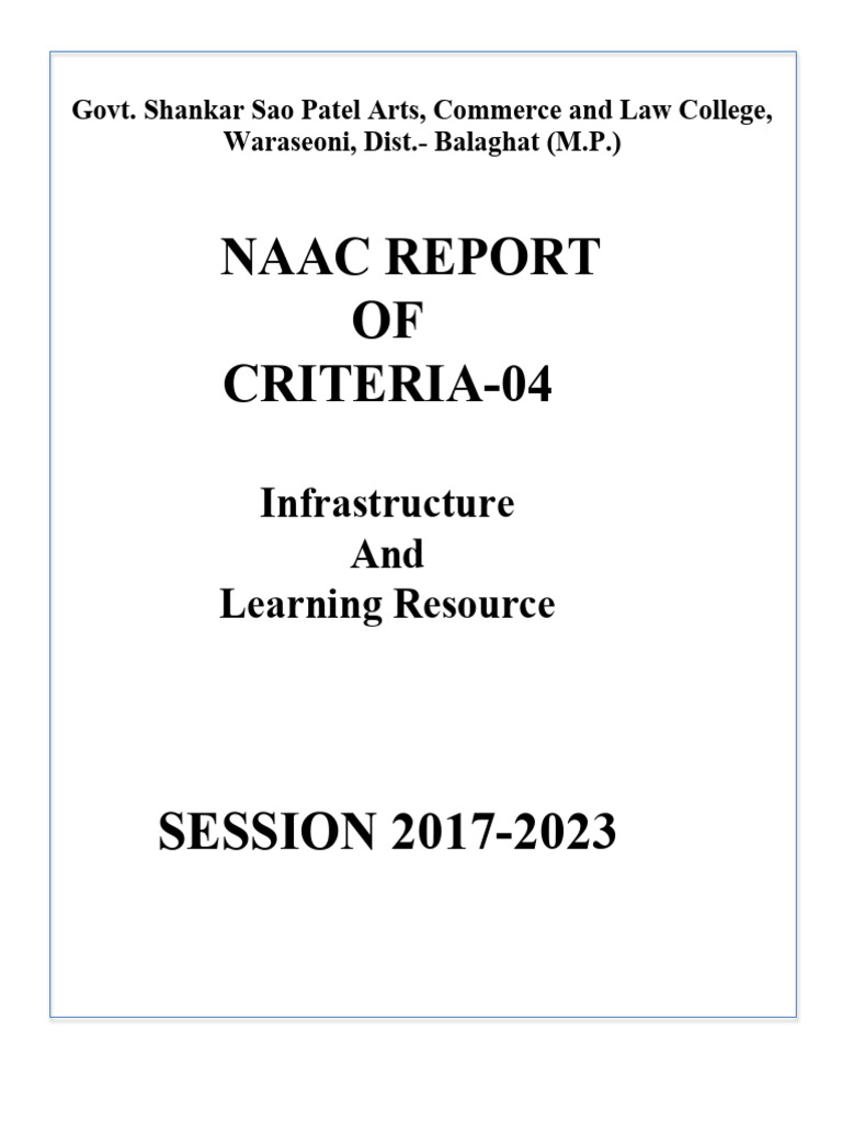 NAAC Criteria Report Sample PDF | PDF | Libraries | Gym