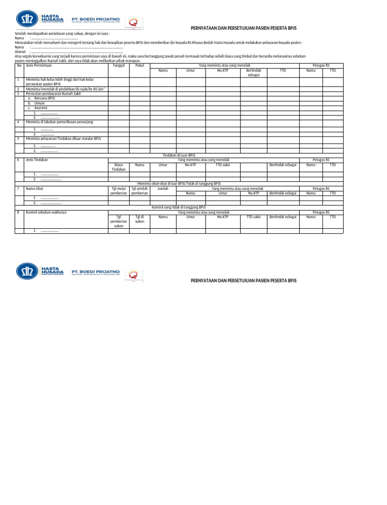 form rencana bpjs BARU | PDF