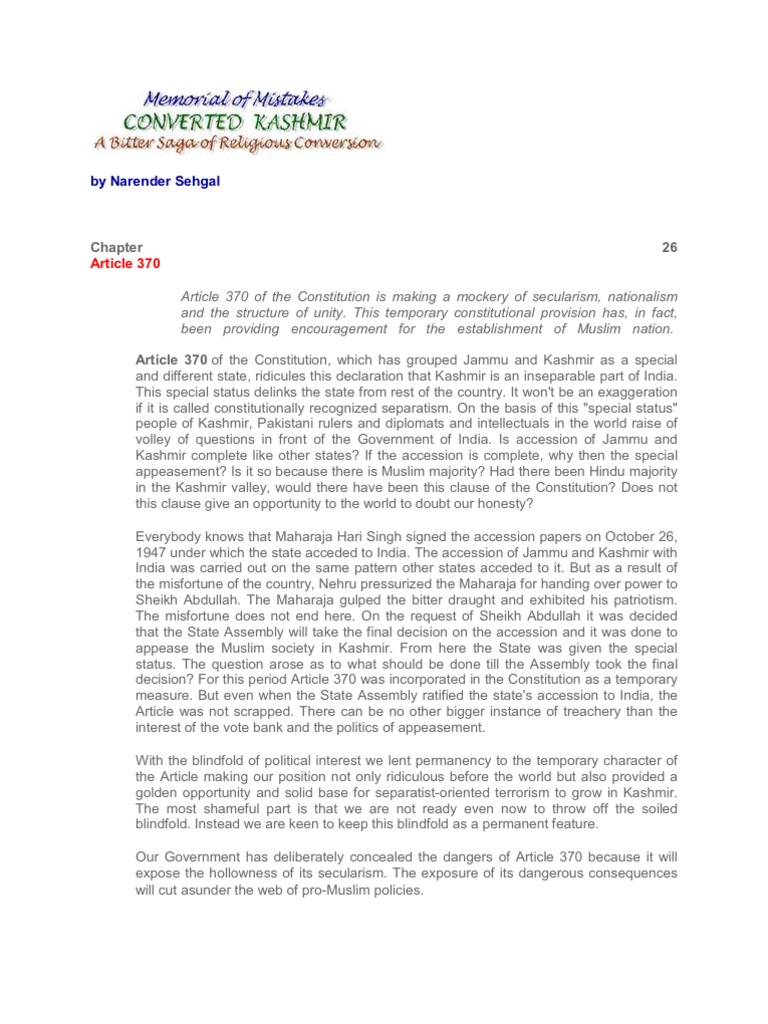 Article 370 | PDF | Citizenship | Government