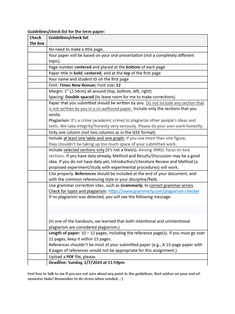 Guidelines For The Term Paper | PDF | Plagiarism