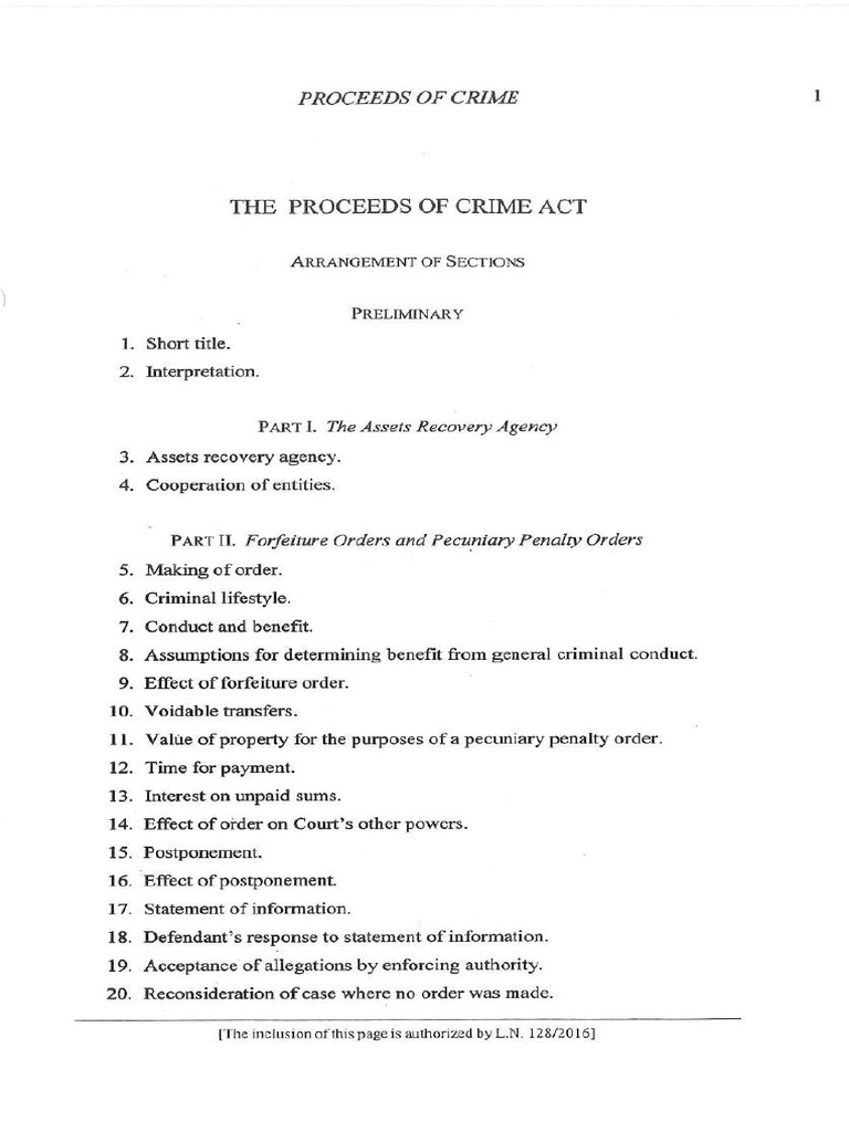 The Proceeds of Crime Act-compressed | PDF | Crimes | Crime & Violence